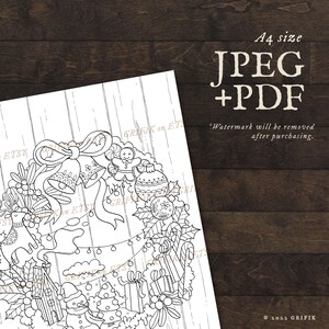 Printable Winter Coloring Page, Christmas Wreath Coloring Page, Digital ...