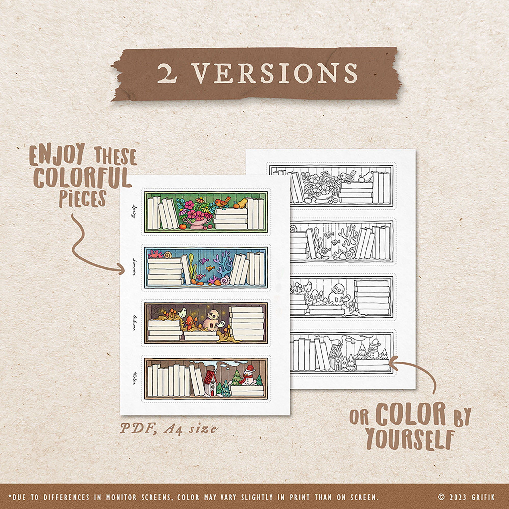 Four Seasons Bookshelf Bookmark Set: Reading Tracker (digital Download ...