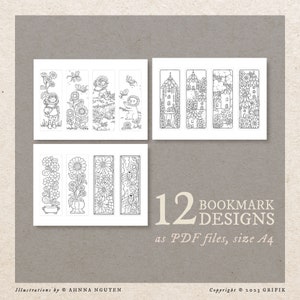 Coloring Bookmarks, Set of 12 Printable Bookmarks, DAISY Digital ...