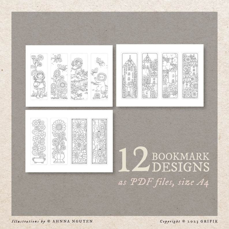 Daisy Coloring Bookmarks: Printable Book Lover Gift (set of 12 ...