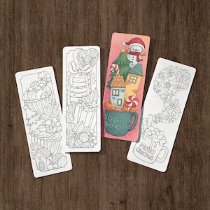 Digital Coloring Bookmarks - Set of 12 Printable Bookmarks, Winter ...