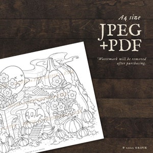 Printable Halloween Coloring Pages, Digital Autumn Coloring Page ...