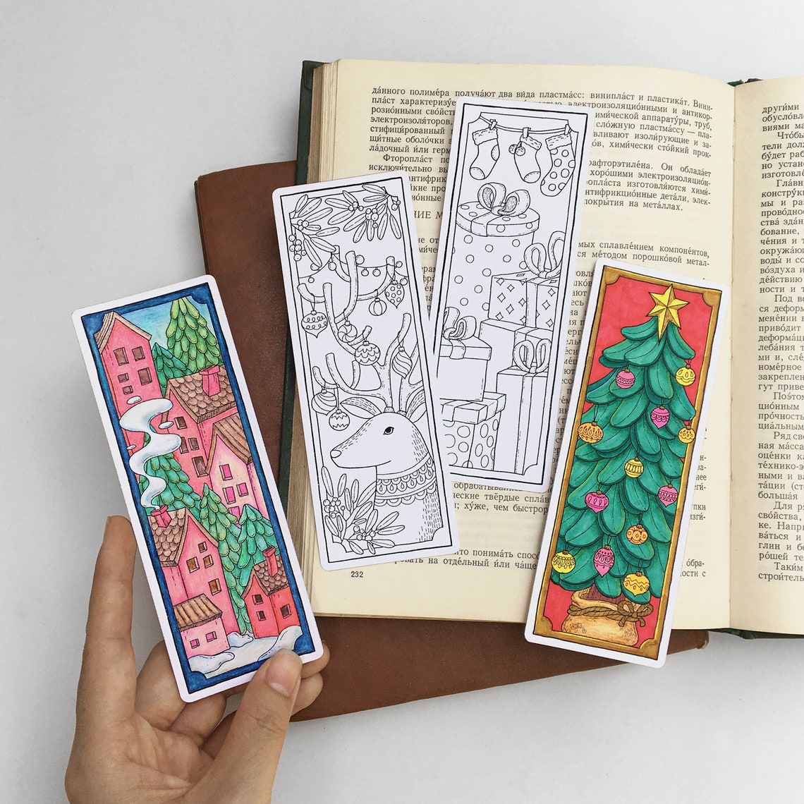 Digital Christmas Coloring Bookmarks Set of 4 Winter - Etsy