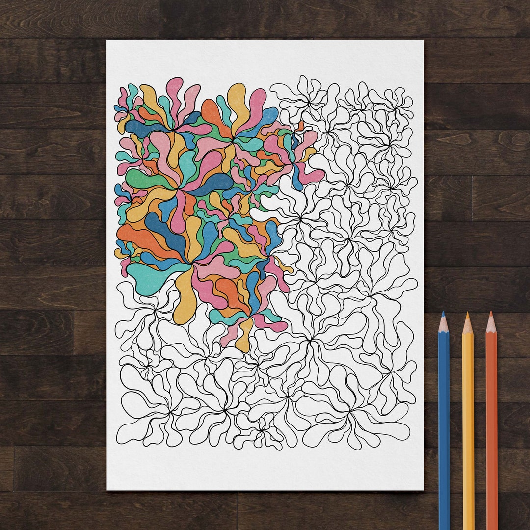 Printable Flower Pattern Coloring Page, Digital Floral Coloring Sheet ...