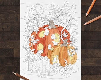 Printable Halloween Coloring Pages Digital Autumn Coloring - Etsy