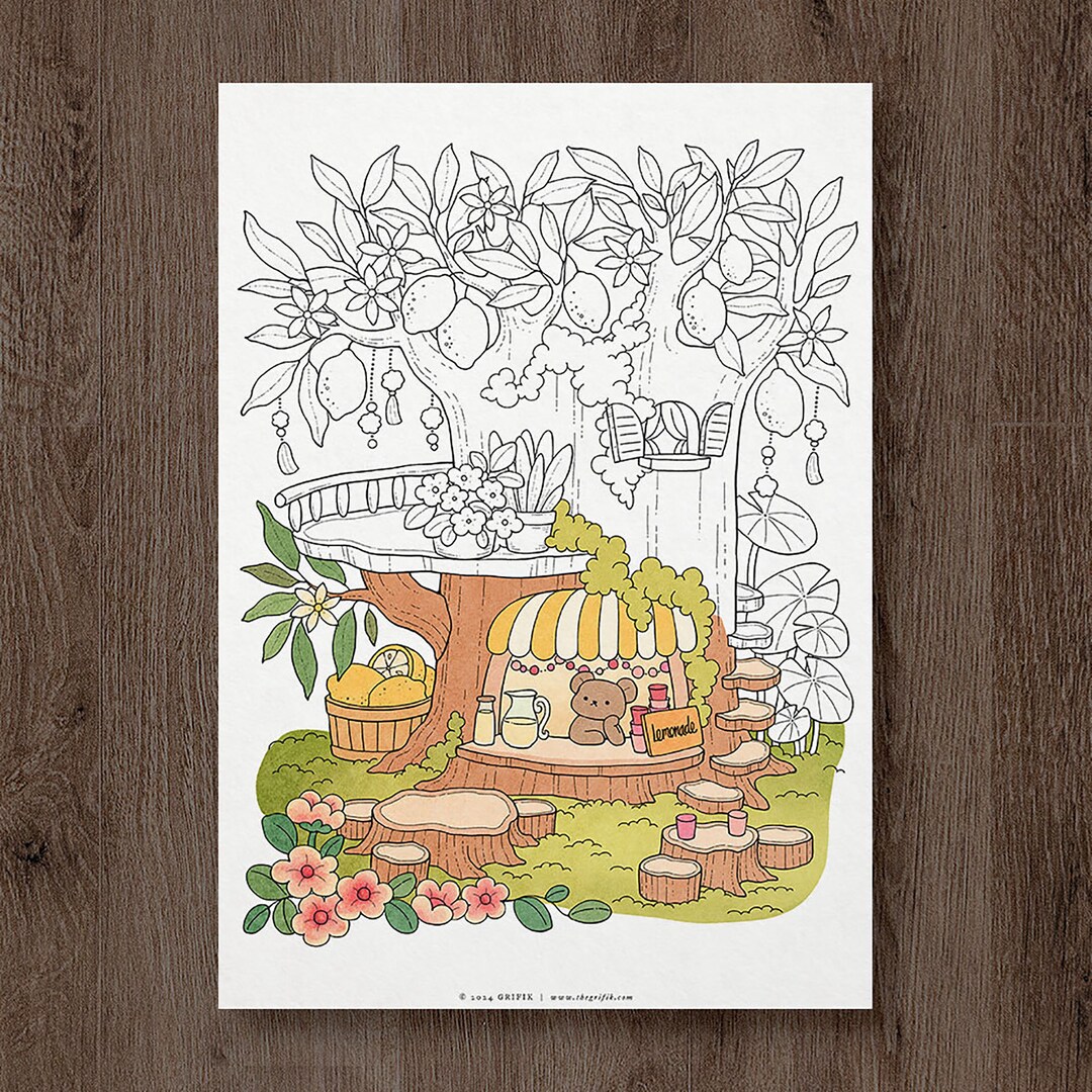Printable Coloring Page - LEMON TREE, Adult Fantasy Coloring Pages ...