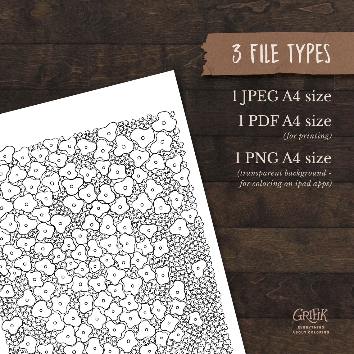 Printable Flower Pattern Coloring Page Digital Floral - Etsy