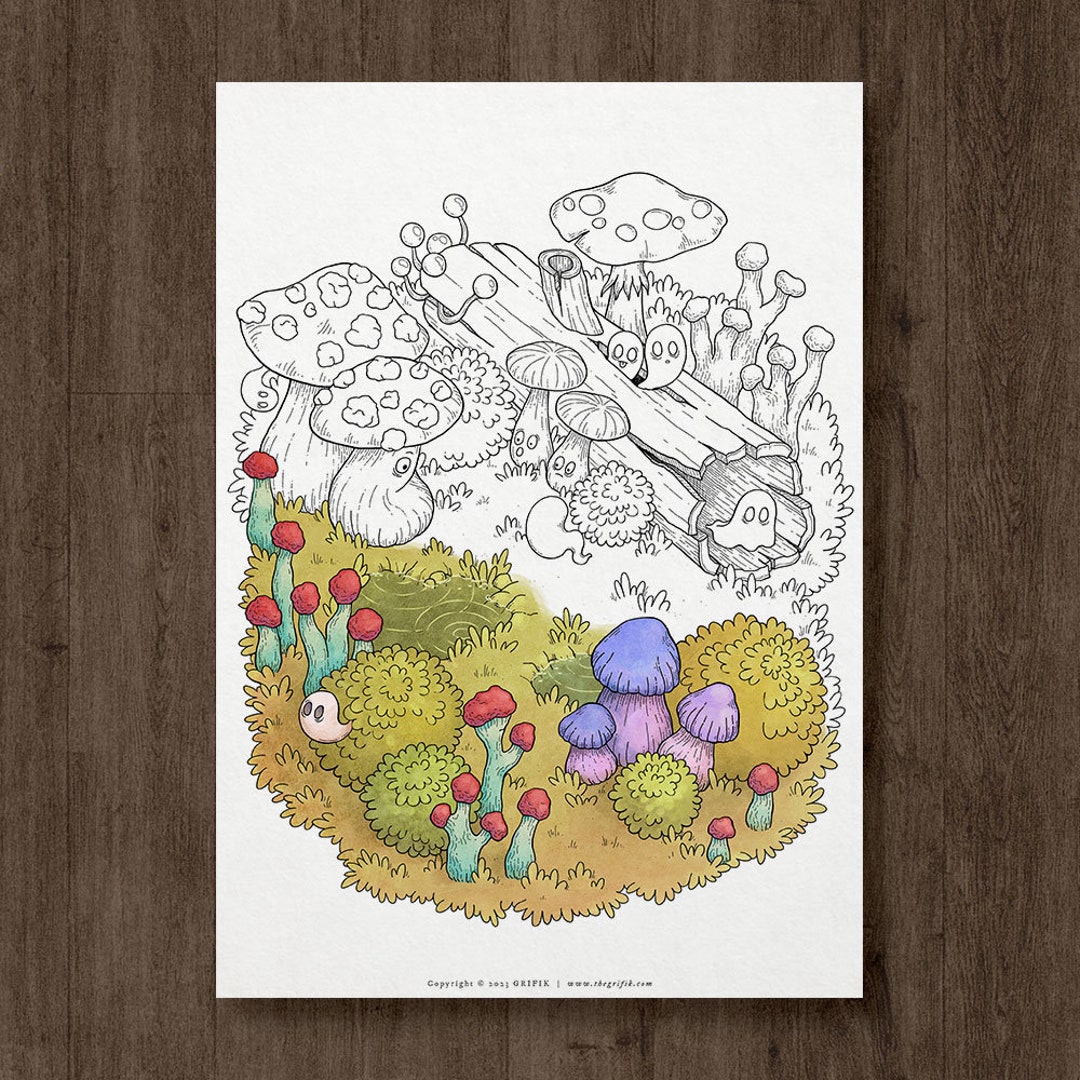 Digital Coloring Page - MUSHROOMS, Adult Fantasy Coloring Pages ...
