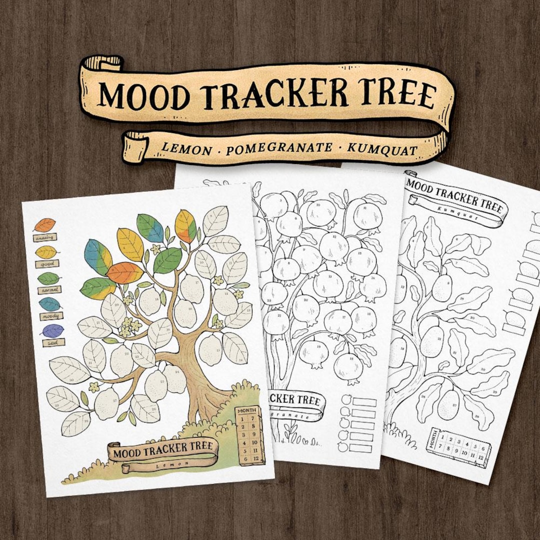 Mood Tracker Tree, Set of 3 Printable Mood Tracker, Digital Mood ...