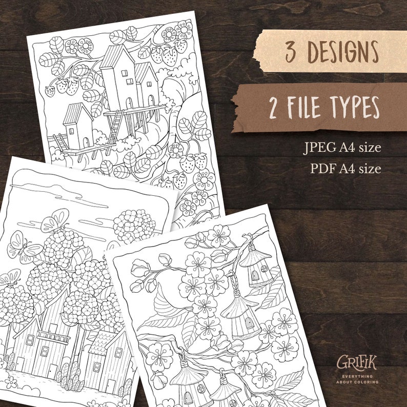 Printable Spring Coloring Pages Set of 3 Adult Coloring - Etsy