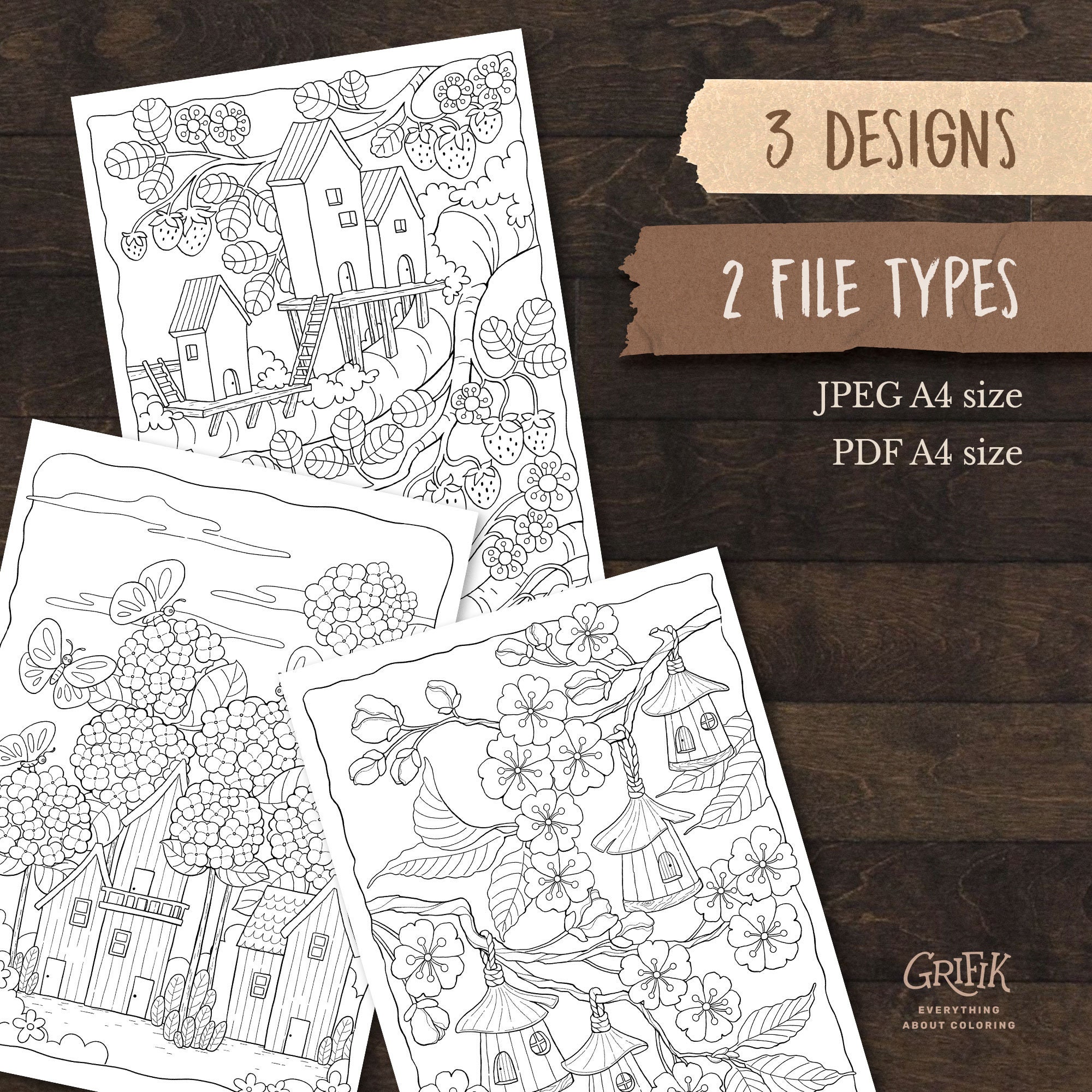 Printable Spring Coloring Pages Set of 3 Adult Coloring - Etsy