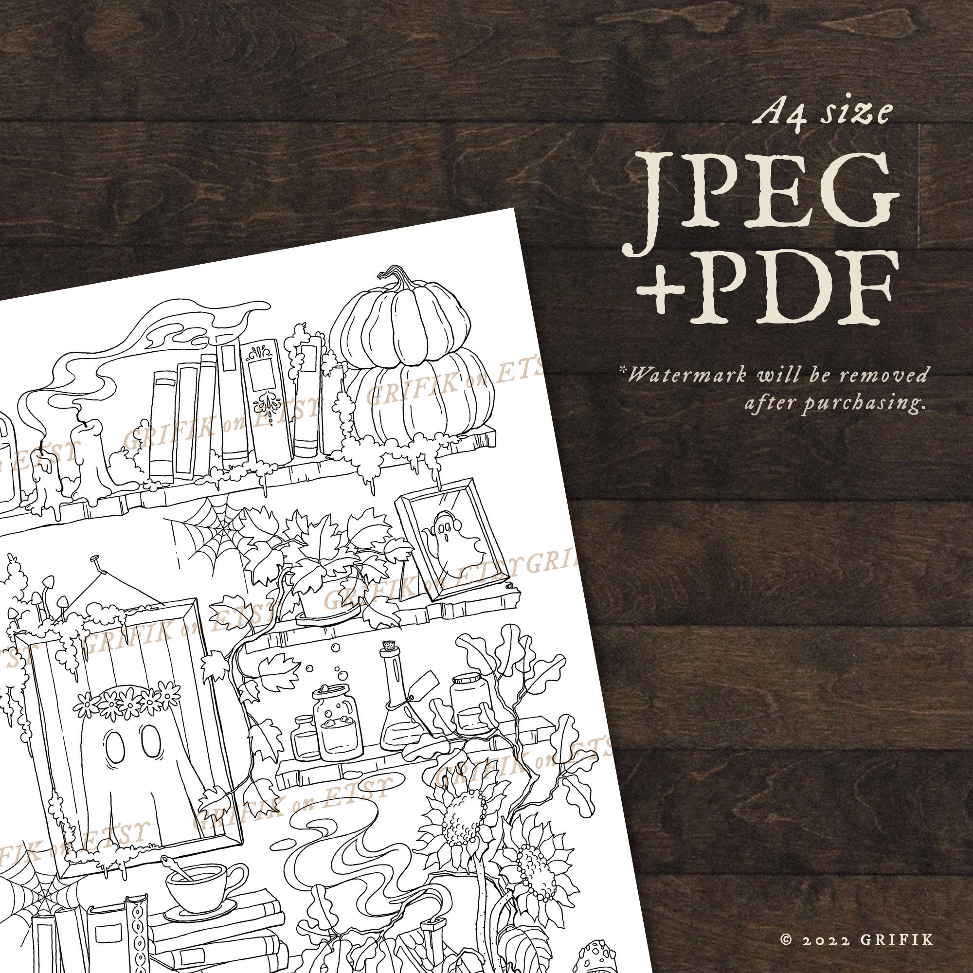 Printable Halloween Coloring Page: Spooky Season Activity (digital ...