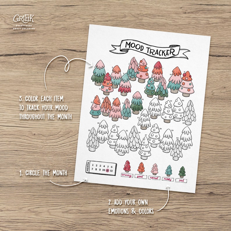 Digital Mood Tracker for Bullet Journal, Set of 3 Printable Winter Mood ...