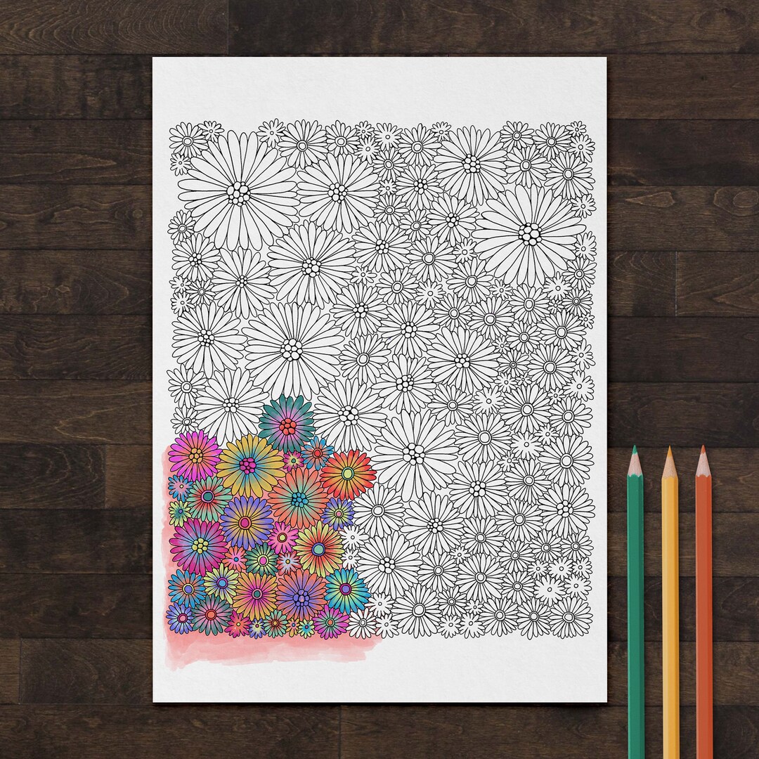 Printable Flower Pattern Coloring Page, Digital Floral Coloring Sheet ...