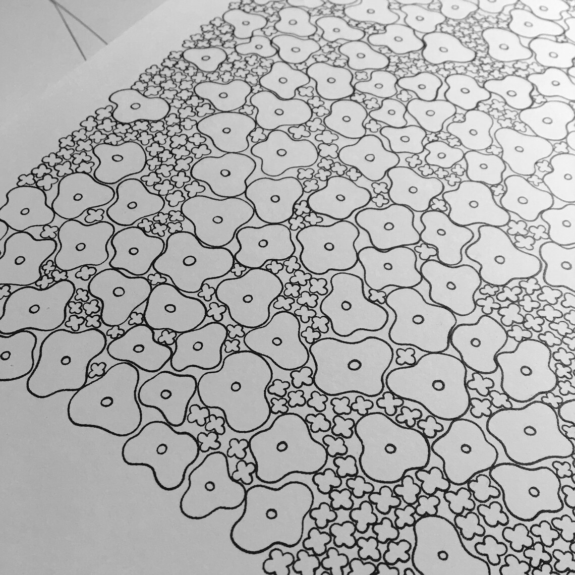Printable Flower Pattern Coloring Page Digital Floral - Etsy