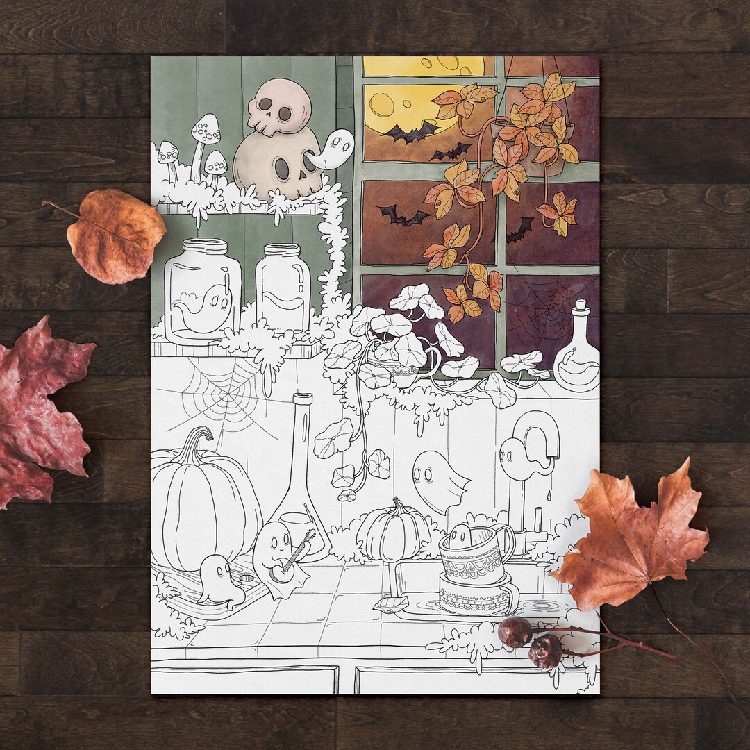 Printable Halloween Coloring Page: Spooky Season Activity (PDF, JPEG ...