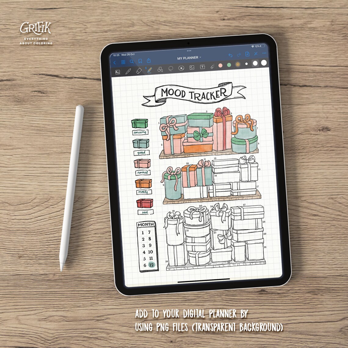 Digital Mood Tracker for Bullet Journal, Set of 3 Printable Winter Mood ...