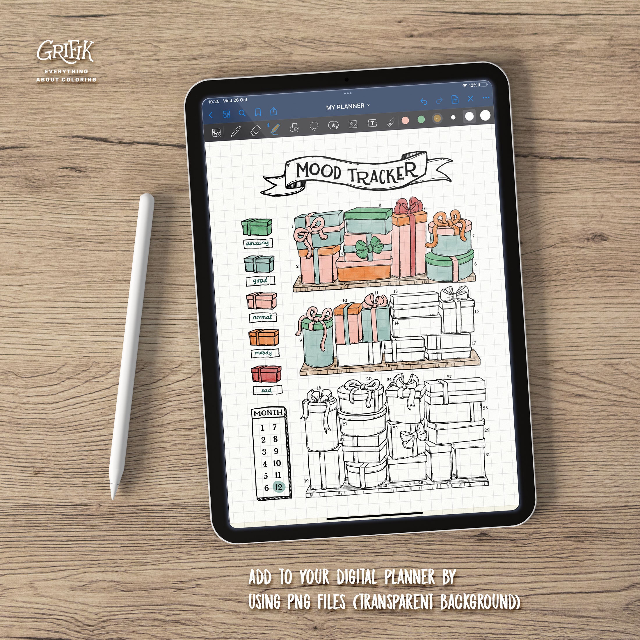 Digital Mood Tracker for Bullet Journal, Set of 3 Printable Winter Mood ...
