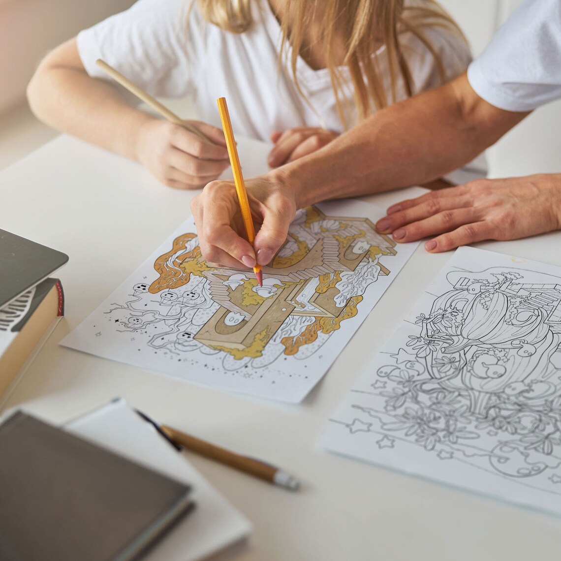 Printable Halloween Coloring Pages Set of 3 Autumn Coloring - Etsy