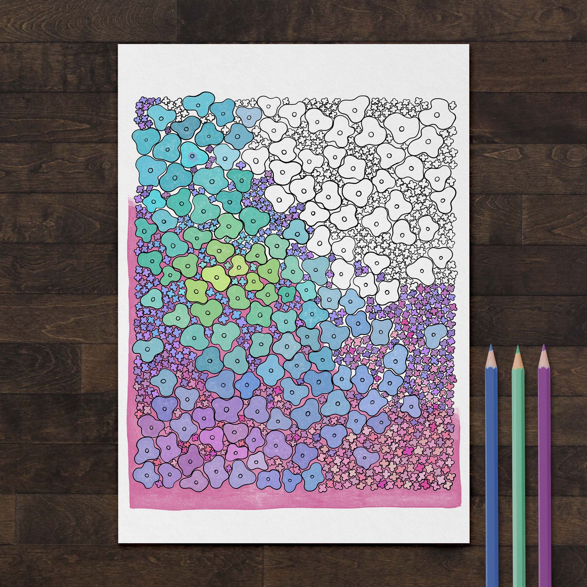 Printable Flower Pattern Coloring Page Digital Floral - Etsy