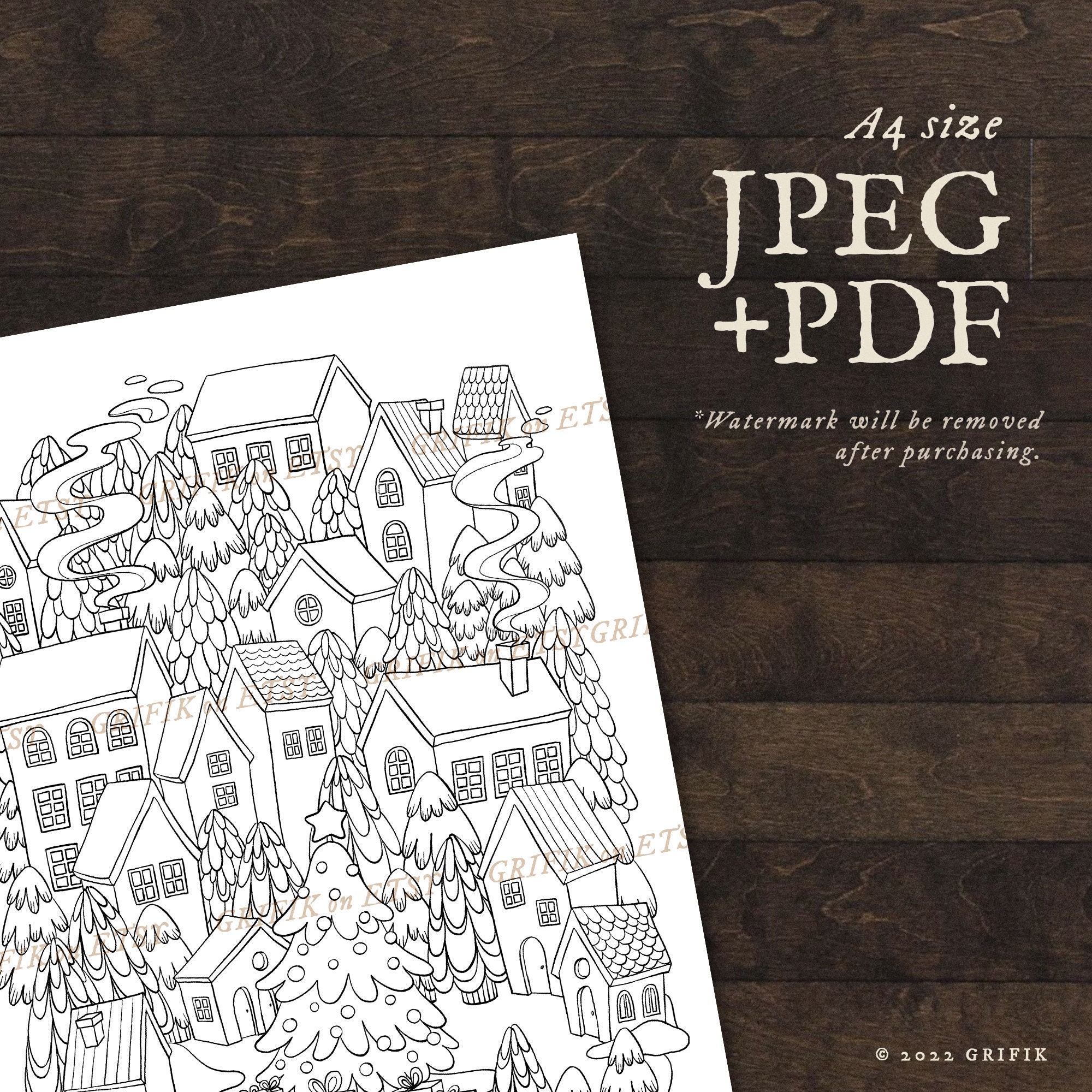 Printable Winter Coloring Page Digital Christmas Coloring - Etsy