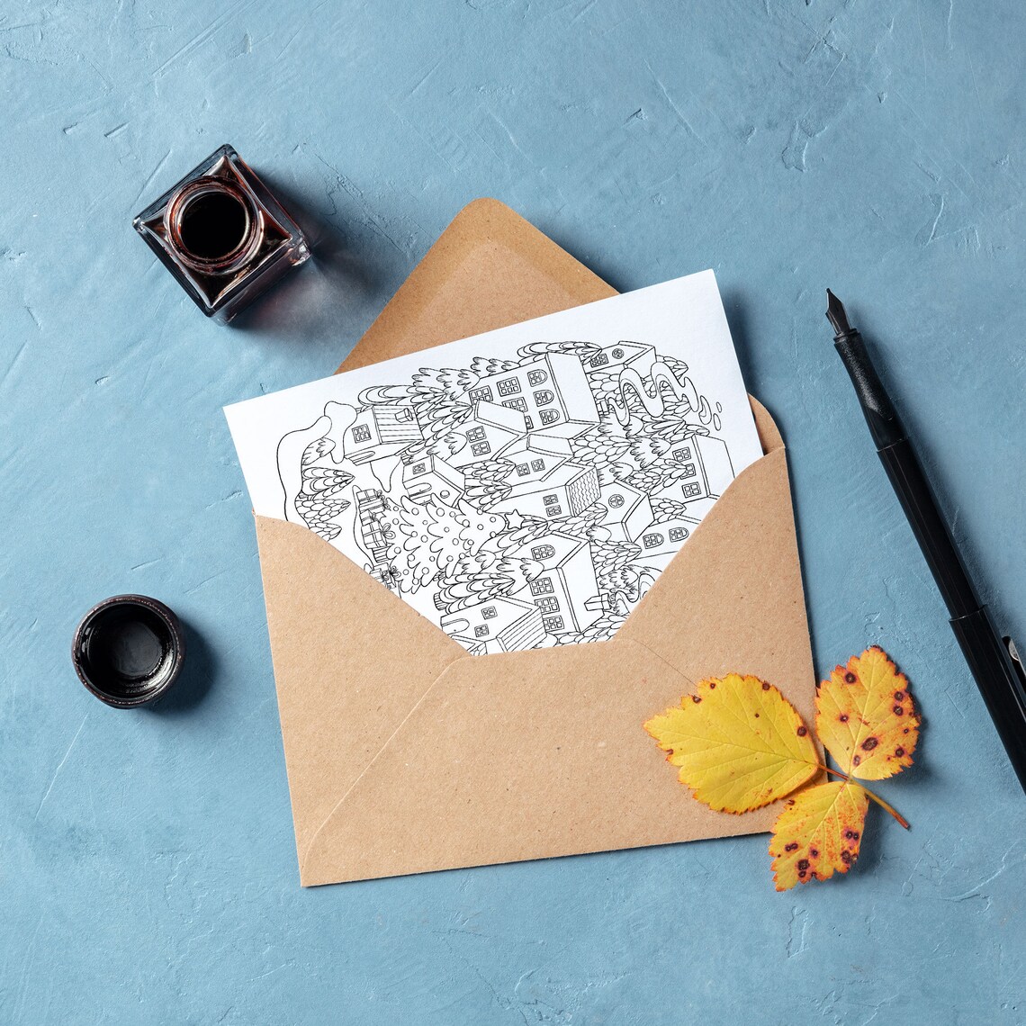 Printable Winter Coloring Page Digital Christmas Coloring - Etsy