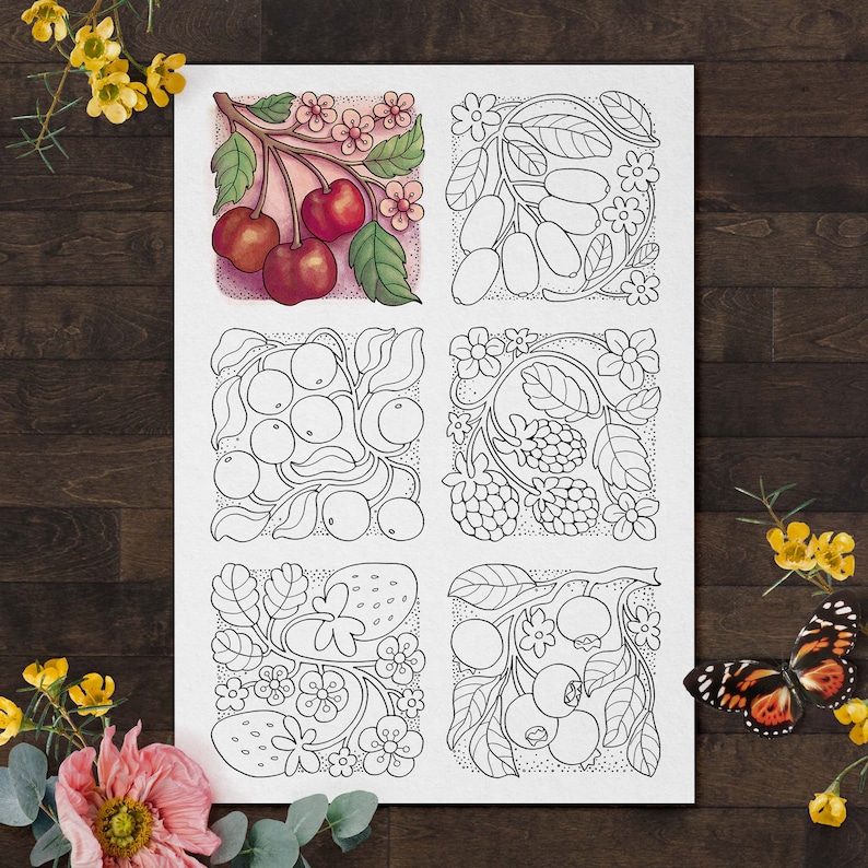 Spring Coloring Page Printable Adult Coloring Page Digital - Etsy