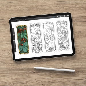 Digital Christmas Coloring Bookmarks, Set of 4 Winter Printable ...