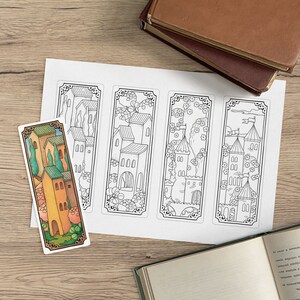 Spring Coloring Bookmarks: Castle & Town Designs (digital Download) - Etsy