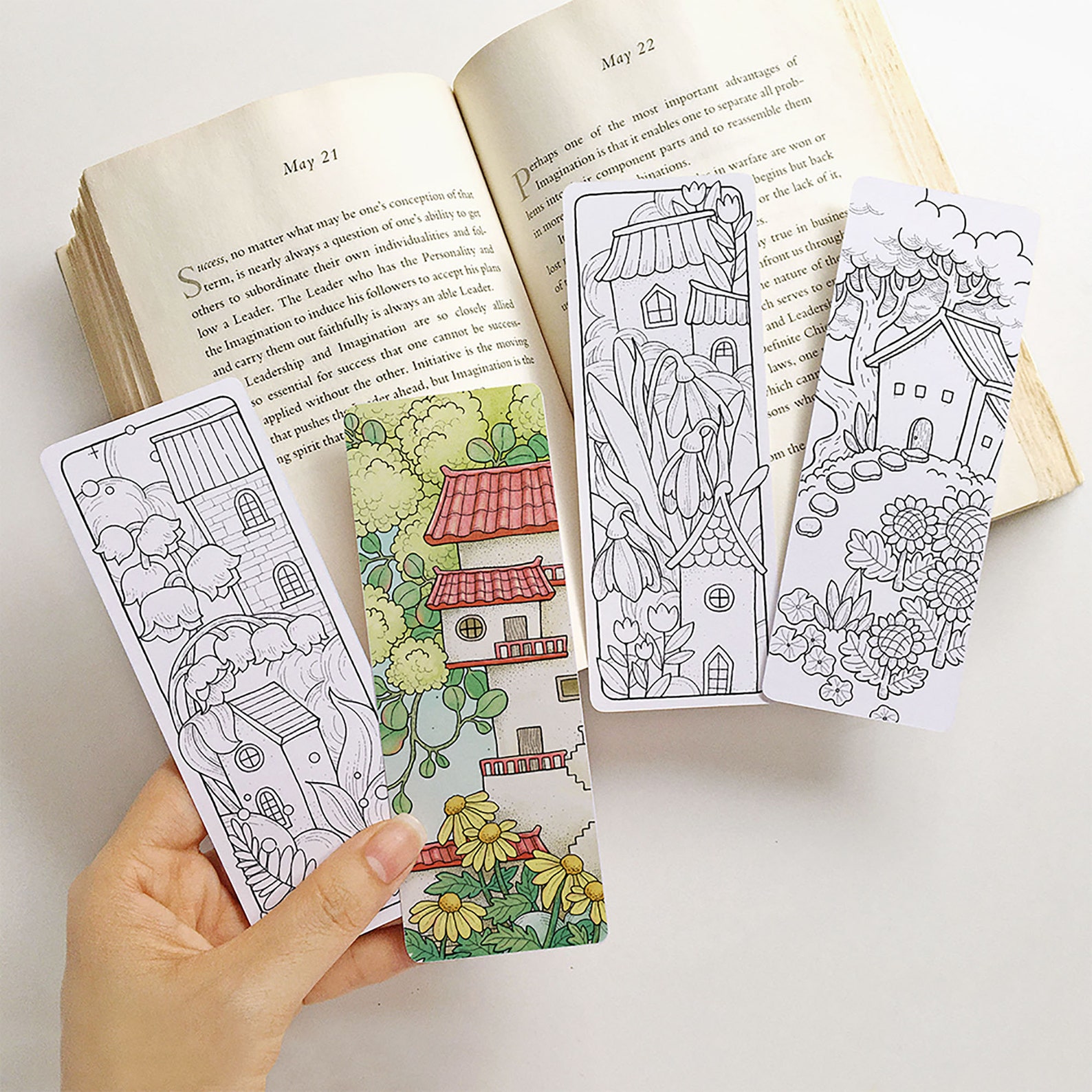 Flying Town Coloring Bookmarks: Set of 12 Printable Designs (PDF ...