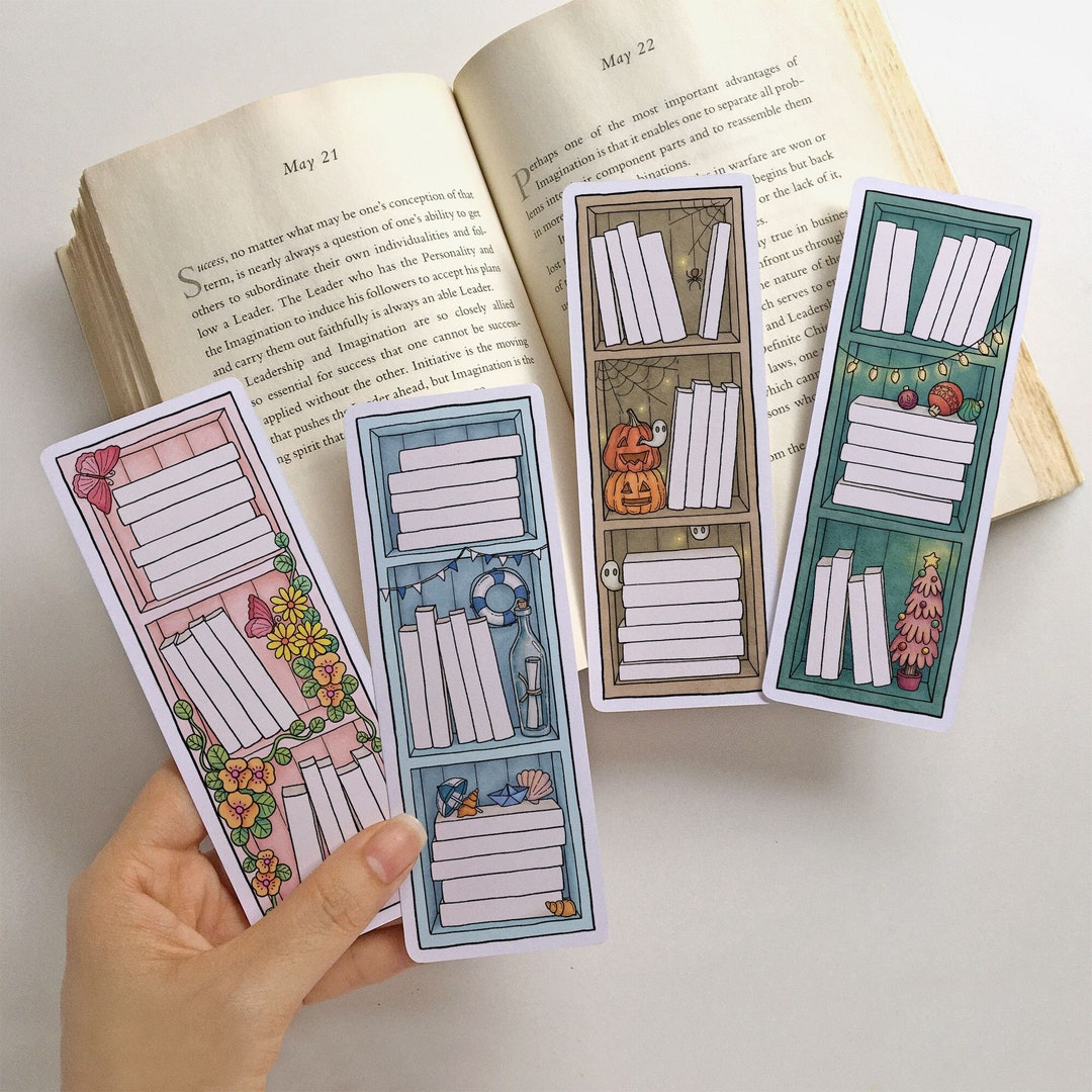Printable Bookmark Book Tracker, Set of 4 Downloadable Bookmarks, Four ...