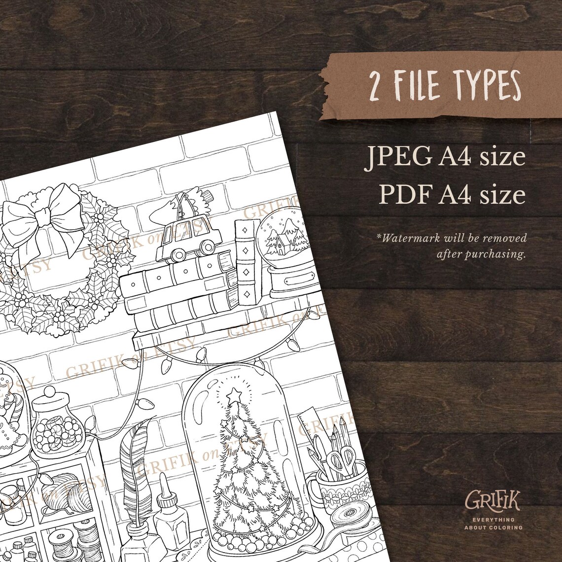 Printable Winter Coloring Page Christmas Gift Wrapping - Etsy