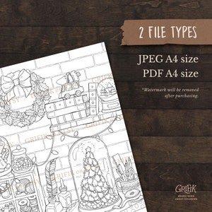 Printable Winter Coloring Page Christmas Gift Wrapping - Etsy