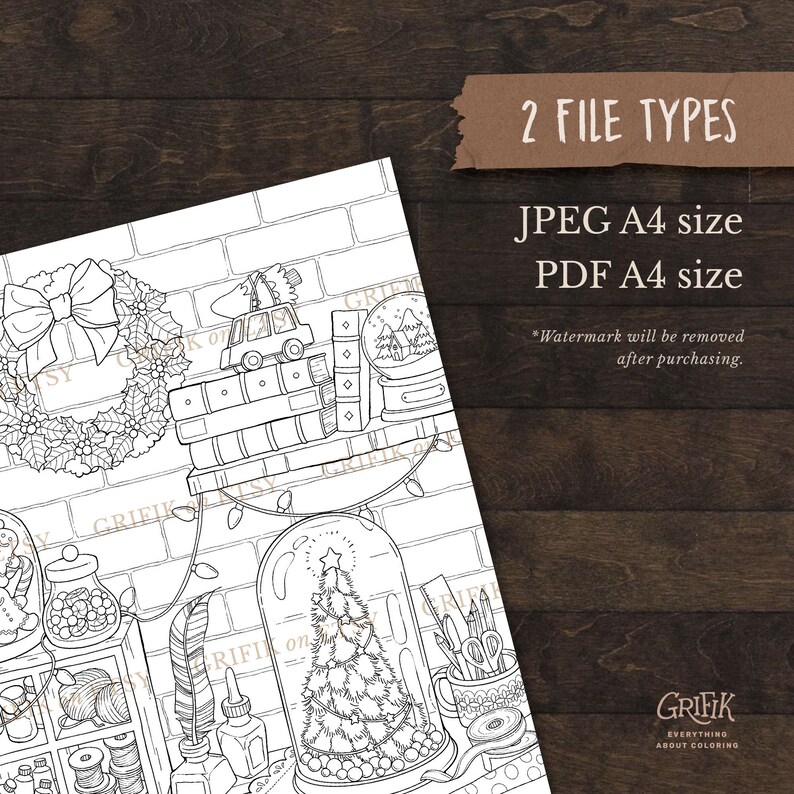 Printable Winter Coloring Page Christmas Gift Wrapping - Etsy