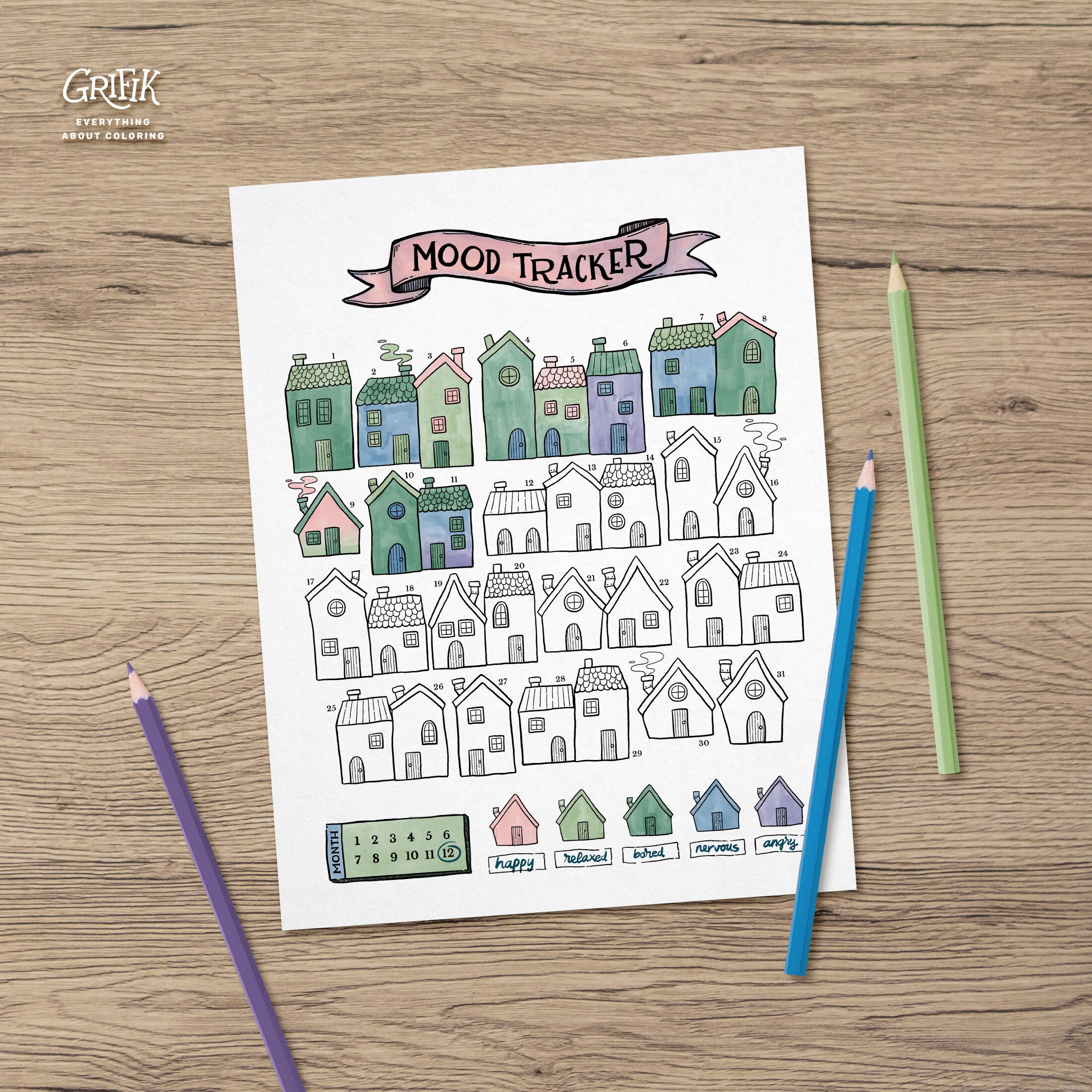 Digital Mood Tracker for Bullet Journal, Set of 3 Printable Winter Mood ...