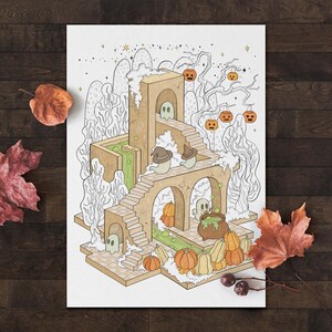 Printable Halloween Coloring Pages Set of 3 Autumn Coloring - Etsy
