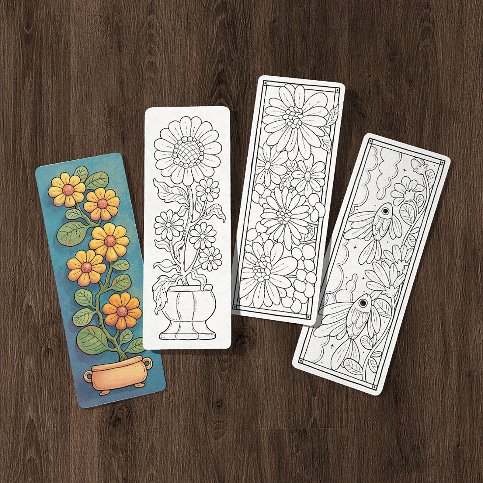 Daisy Coloring Bookmarks: Printable Book Lover Gift (set of 12 ...