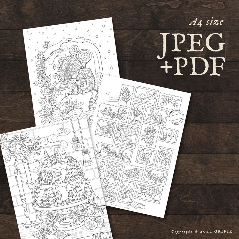 Printable Christmas Coloring Pages: Winter Set of 3 (digital Download ...