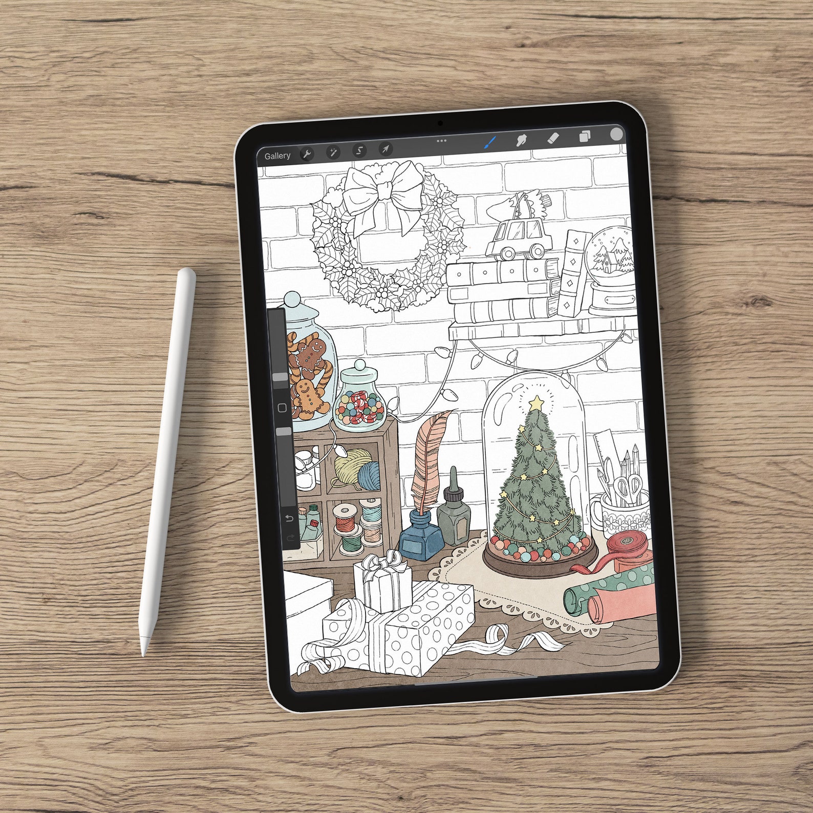 Printable Winter Coloring Page Christmas Gift Wrapping - Etsy