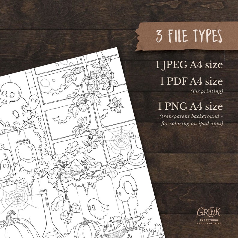 Printable Halloween Coloring Page Digital Autumn Coloring - Etsy