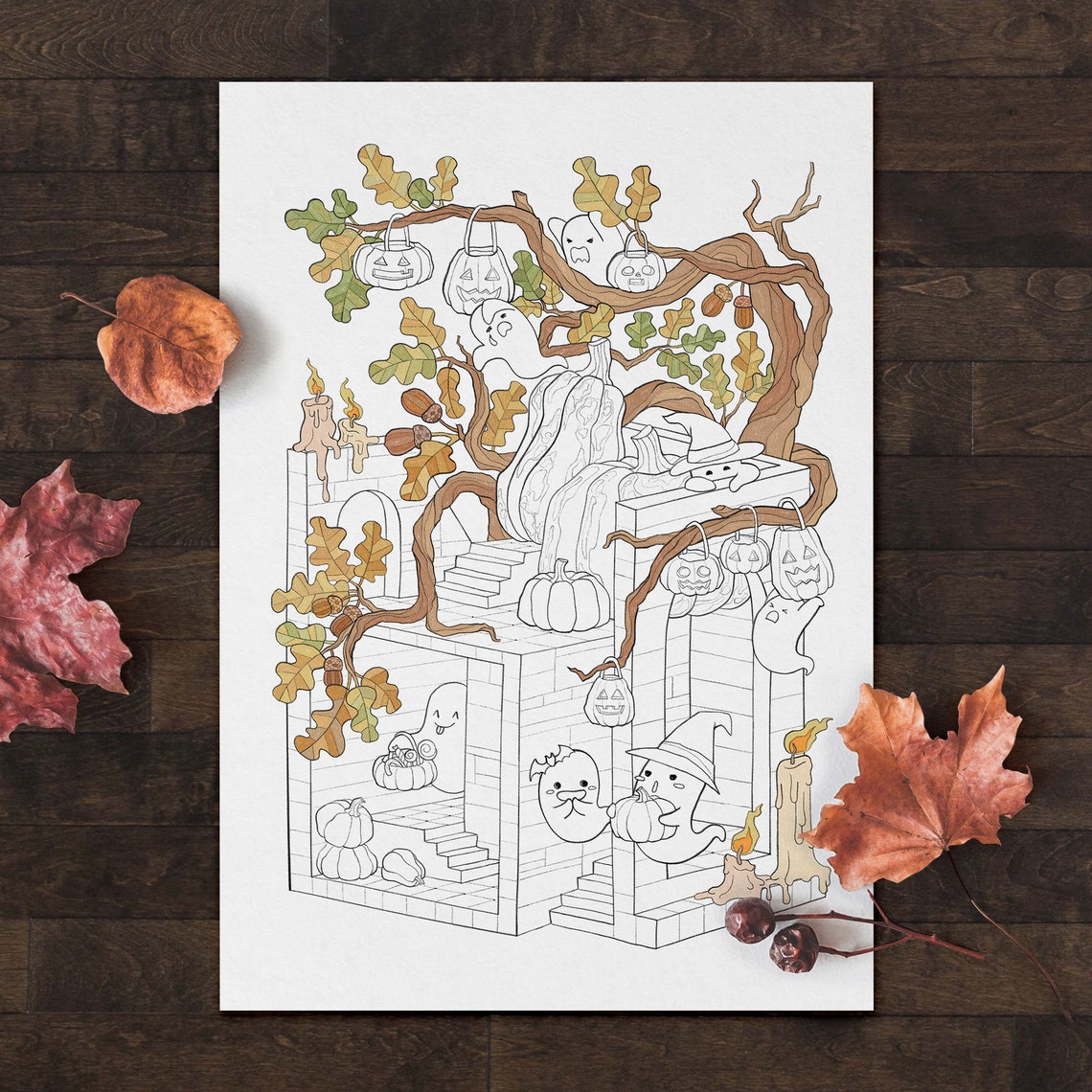Printable Halloween Coloring Pages, Digital Autumn Coloring Sheet, Fun ...