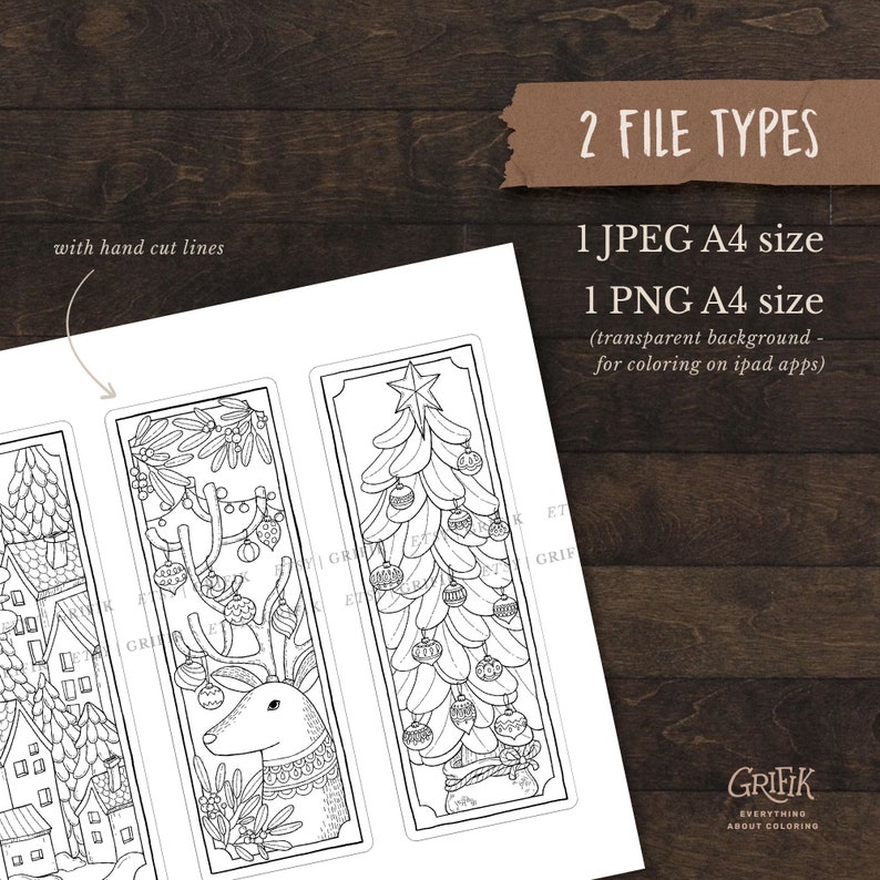 Digital Christmas Coloring Bookmarks Set of 4 Winter - Etsy