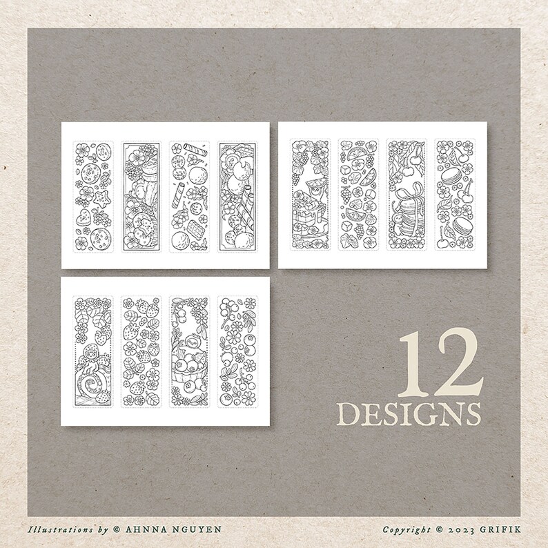 Digital Coloring Bookmarks CAKE Set of 12 Printable - Etsy
