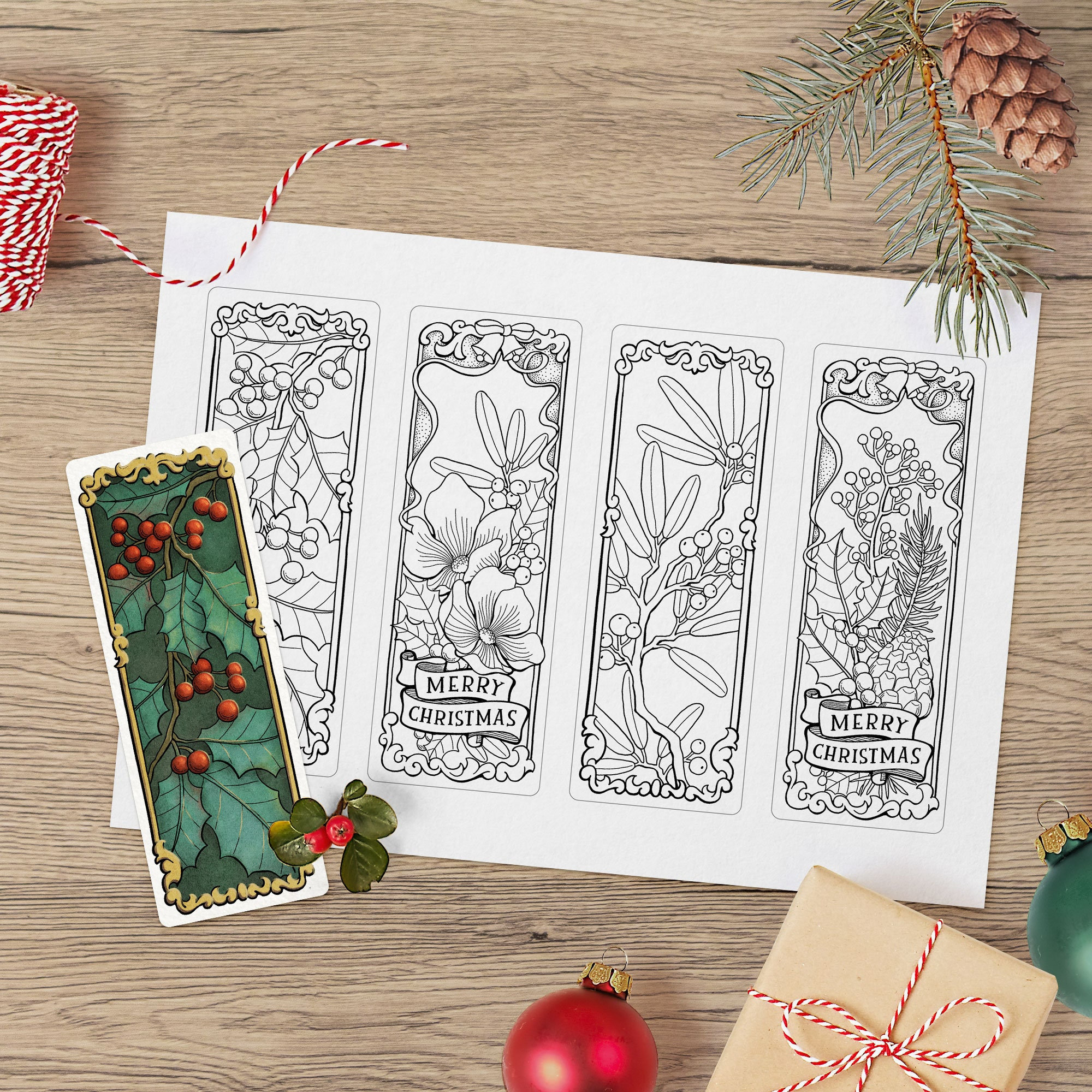 Digital Christmas Coloring Bookmarks Set of 4 Winter - Etsy