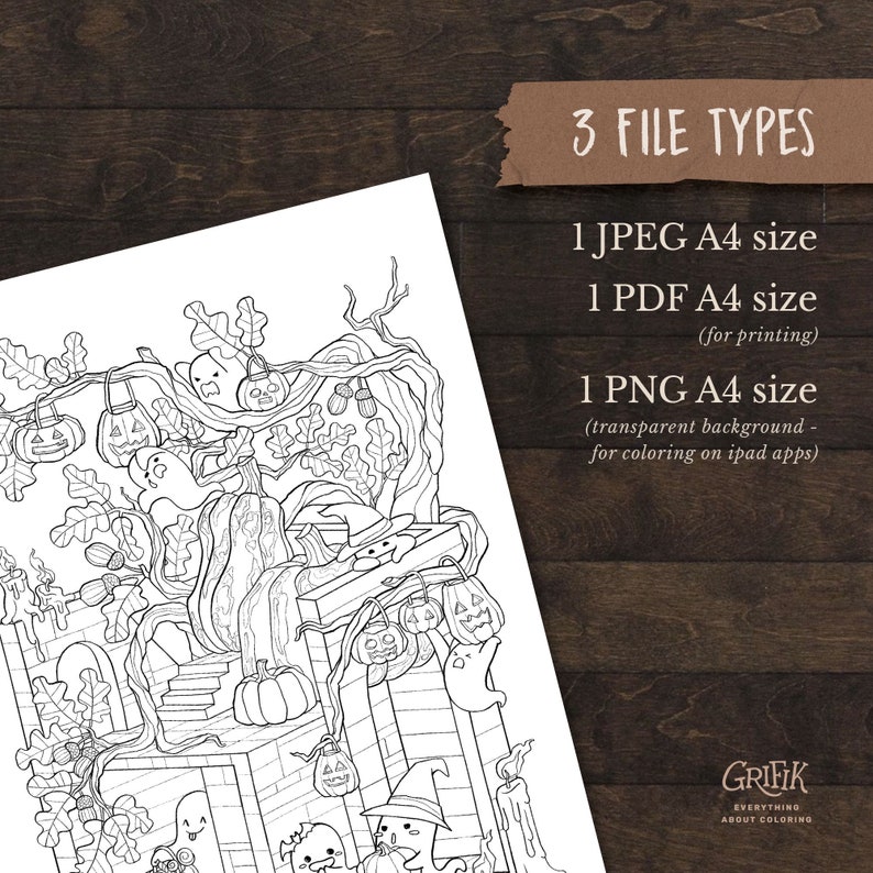 Printable Halloween Coloring Pages Digital Autumn Coloring - Etsy