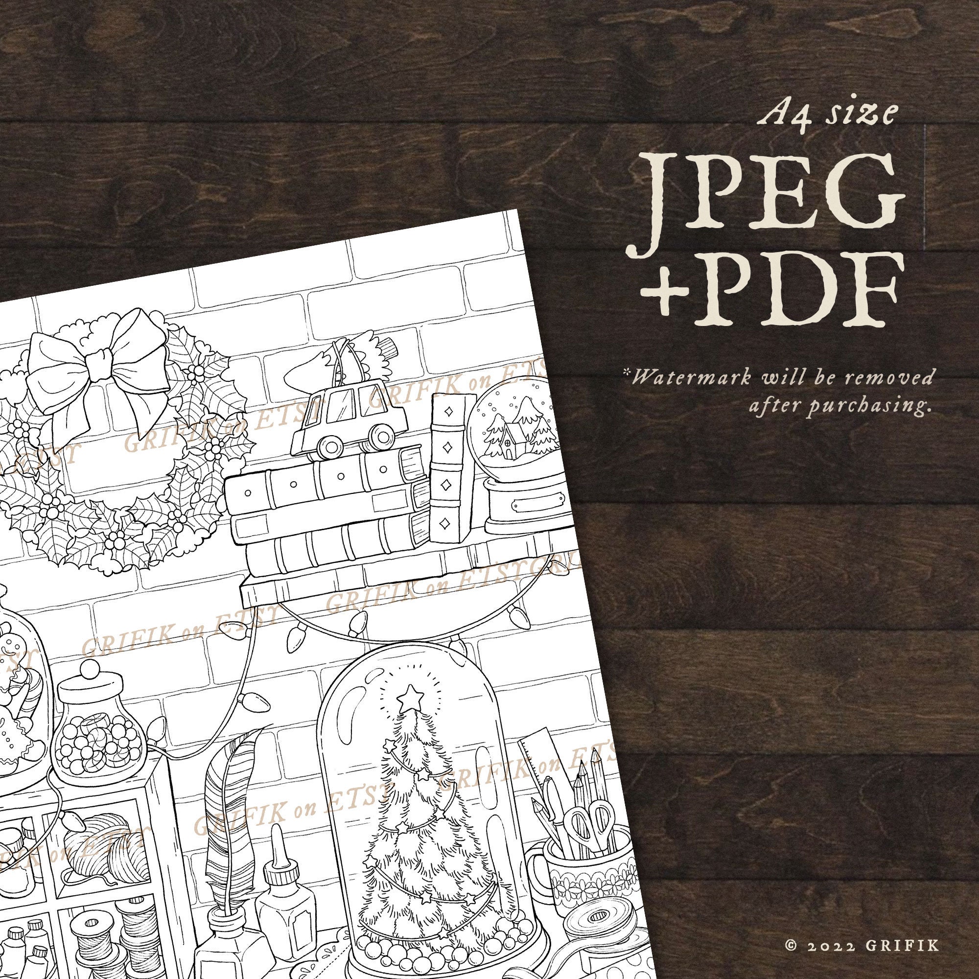 Printable Winter Coloring Page, Christmas Gift Wrapping Coloring Page ...