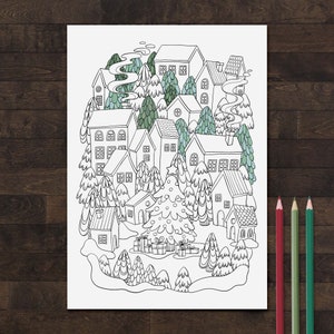 Printable Winter Coloring Page Digital Christmas Coloring - Etsy