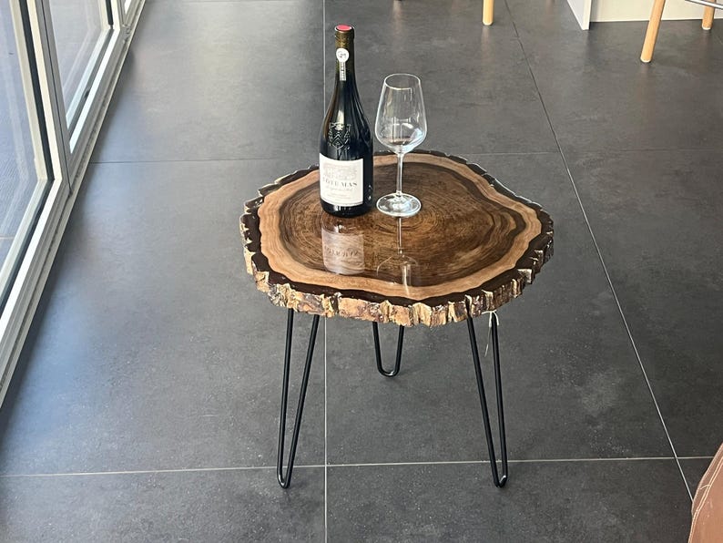 Wood Slice Coffee Table With Hairpin Legs. Beautiful Walnut With ...