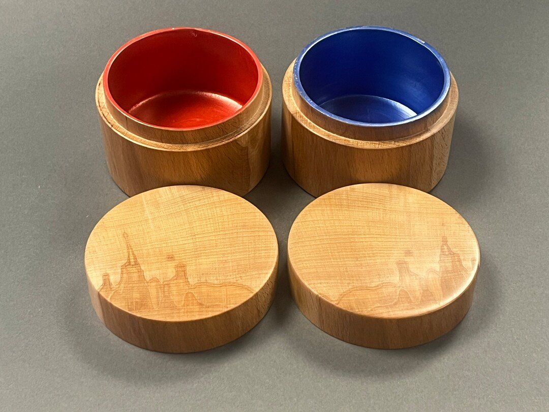 A Pair of Matched Wooden Hand Turned Beech Jewelry Boxes. - Etsy