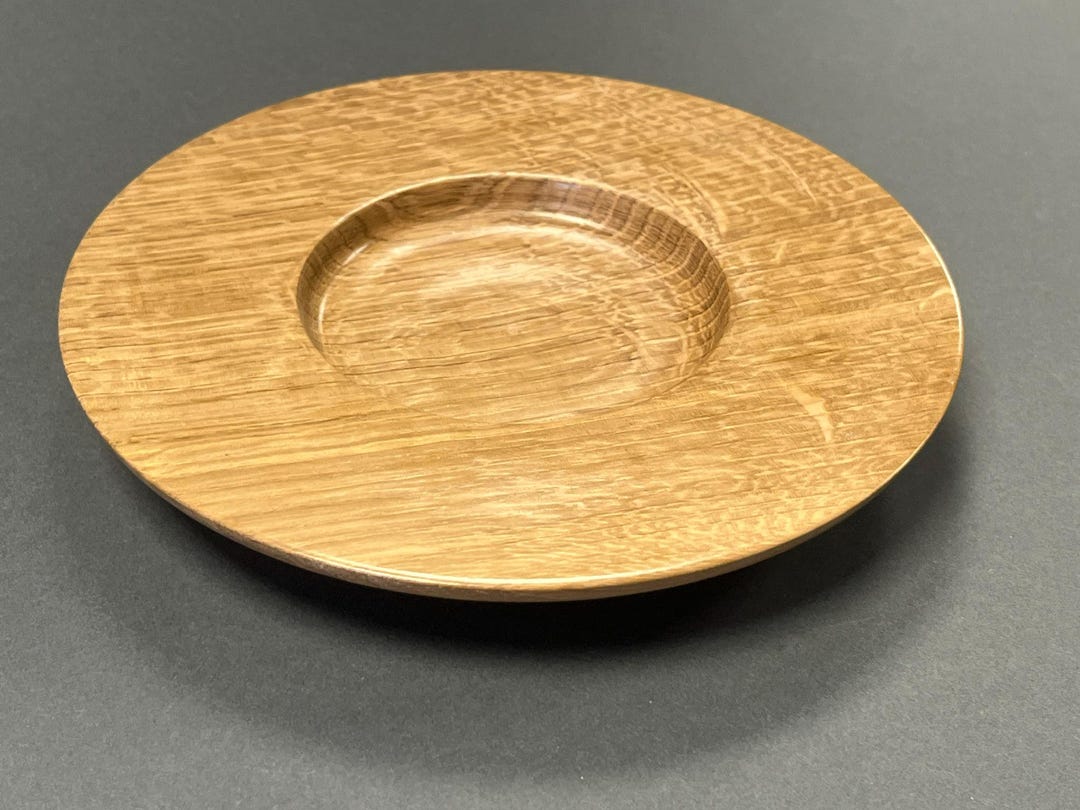 Hand-turned Small Oak Plate: Wood Grain Dish (19cm) - Etsy